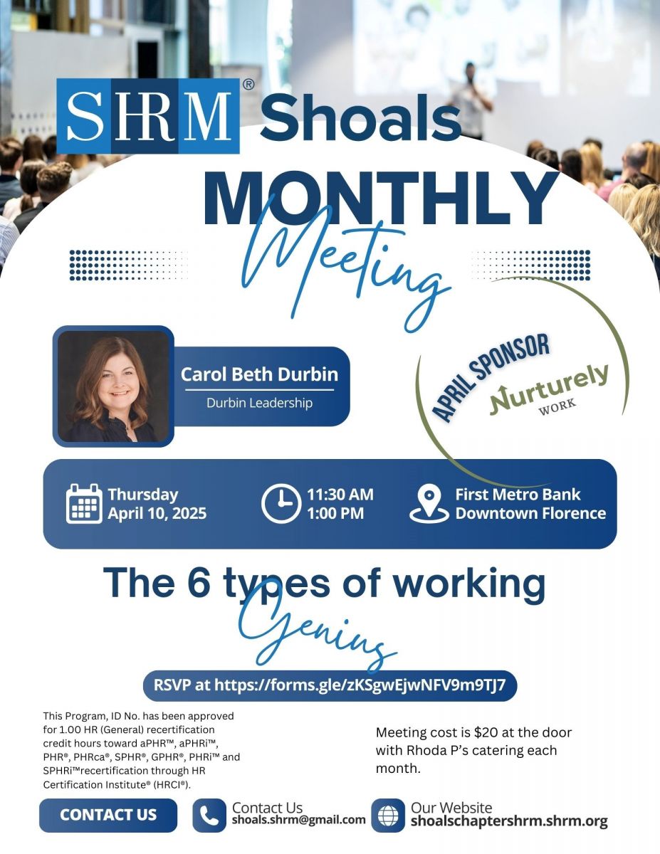 April Shoals SHRM Chapter Meeting-RSVP Required | Shoals Chapter SHRM